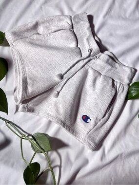 Champion | Shorts | Champion Light Heather Gray Terry Drawstring Logo ...